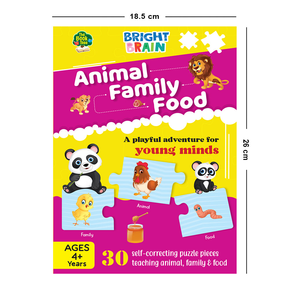 Bright Brain Animals Family Food Puzzle - 20+ Piece Jigsaw Puzzle for