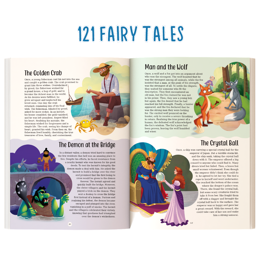 121 Fairy Tales - Illustrated Story Book for kids - English short stor