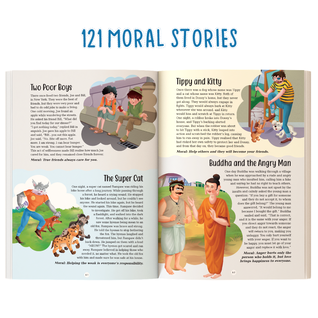 121 Moral Stories - Illustrated Story Book for kids - English short st