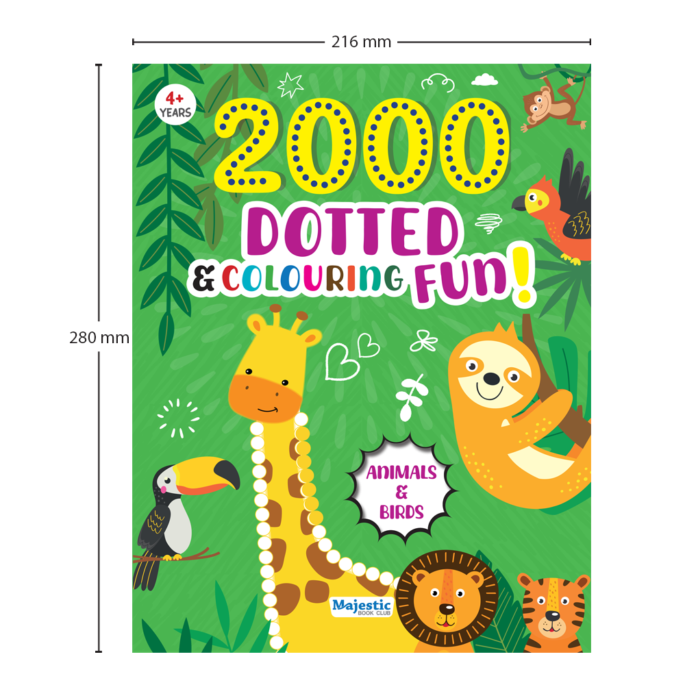 2000 Dotted Colouring Fun I Animals & Birds Colouring Sticker Book for