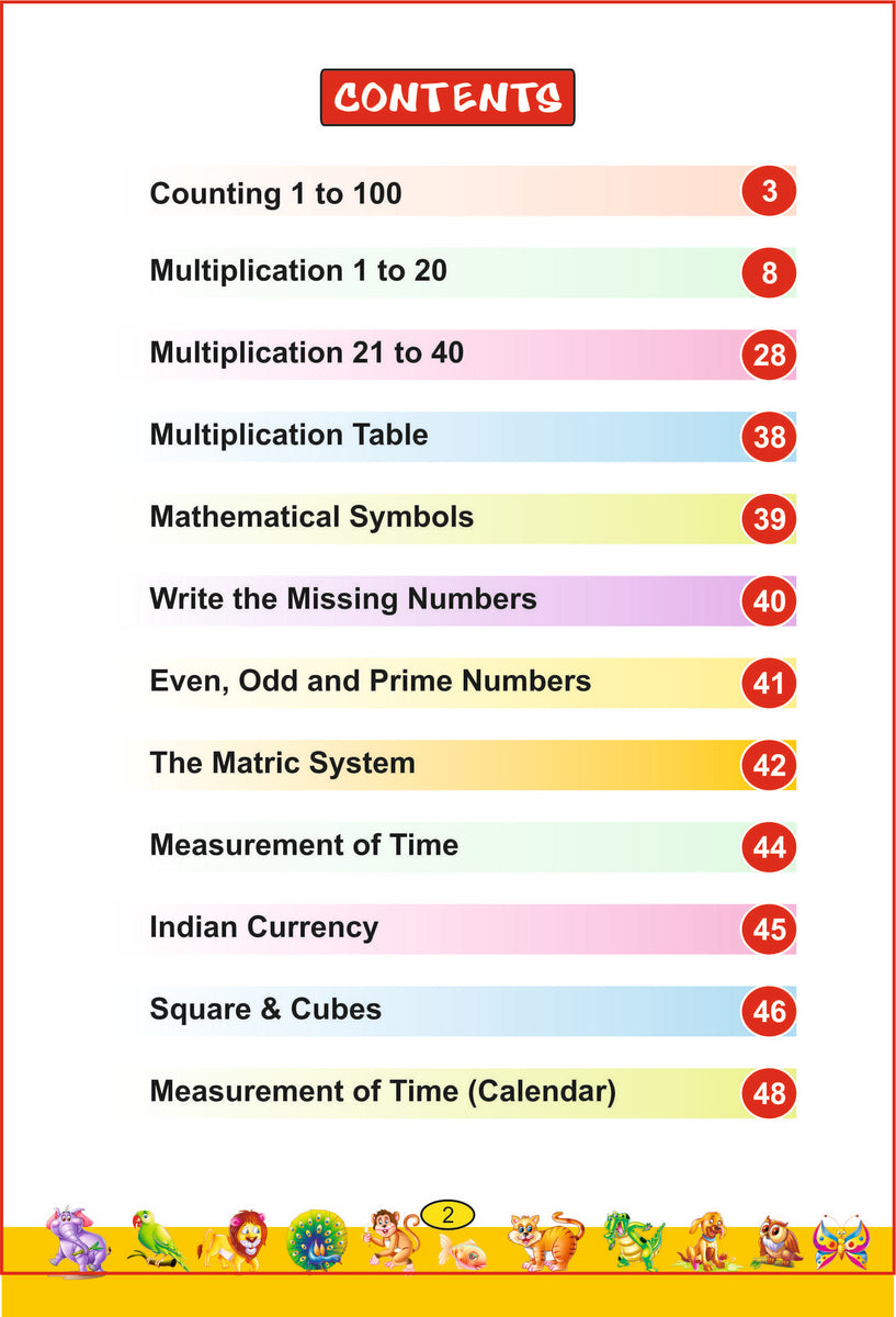 Multiplication Table Book